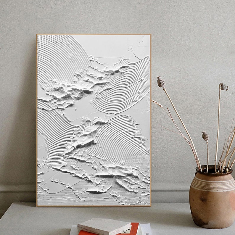 White Textured Wall Art Large White Abstract Art White - Etsy