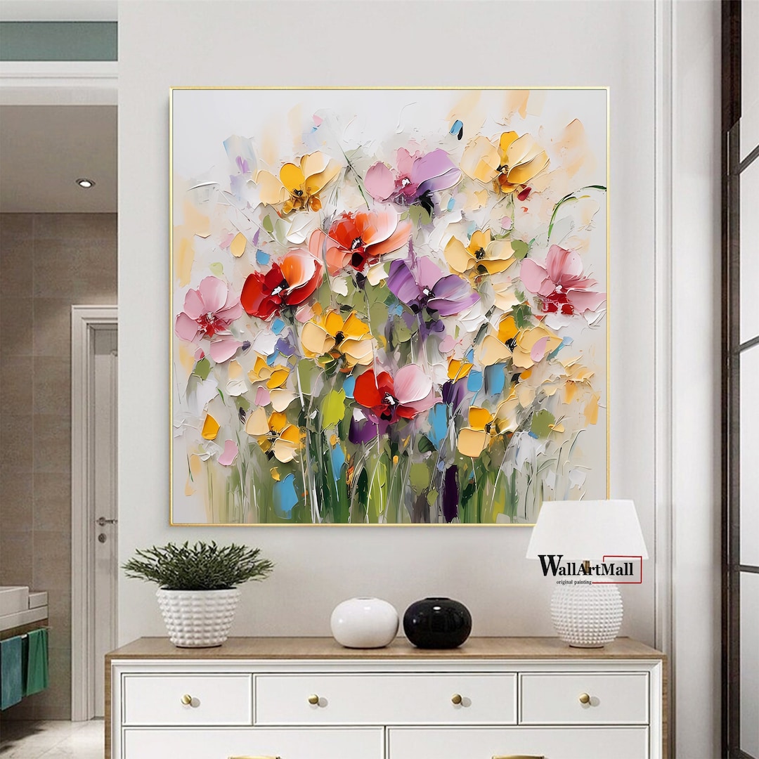 Large Colorful Flower Painting on Canvas Large Wall Art Abstract ...