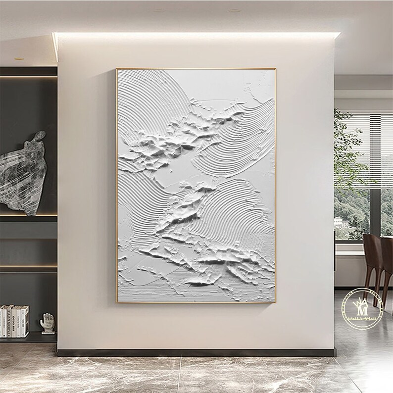 White Textured Wall Art Large White Abstract Art White - Etsy