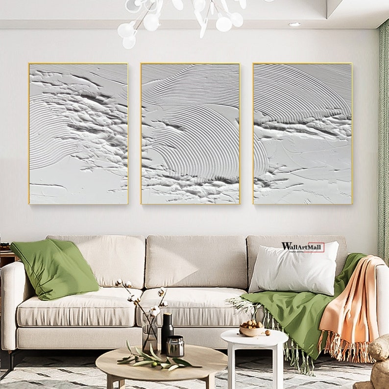 White Abstract Painting Large White Abstract Wall Art White - Etsy