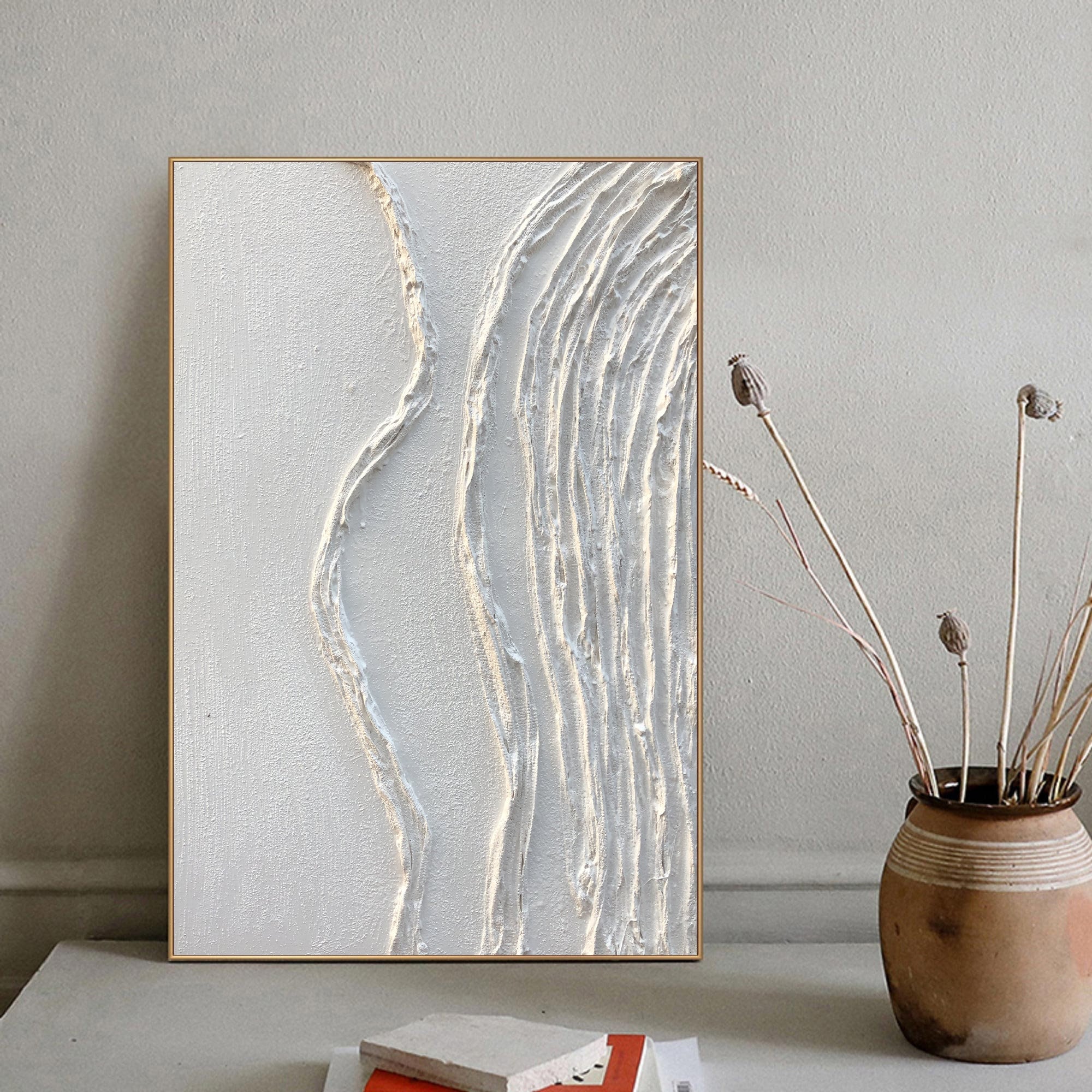 White Textured Wall Art Large White Minimalist Painting White 3D ...