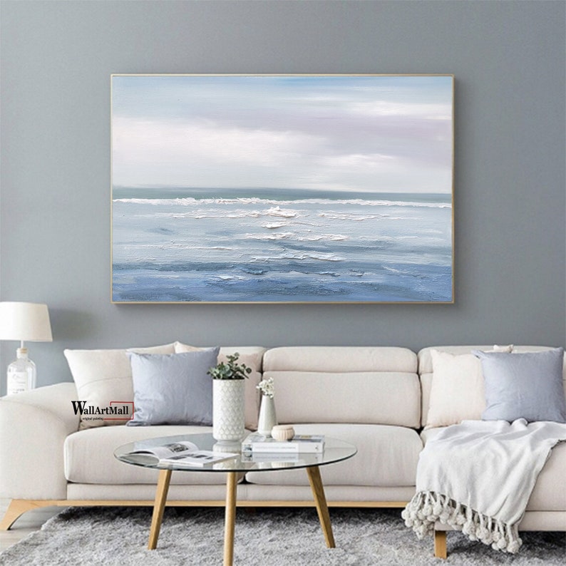 Large Blue Ocean Abstract Painting Light Blue Ocean Abstract - Etsy