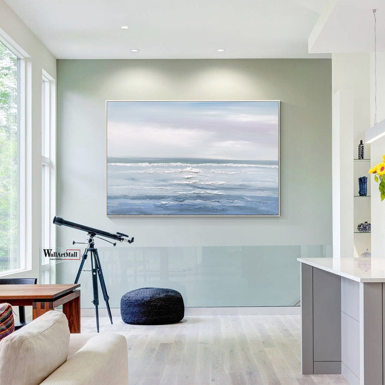 Large Blue Ocean Abstract Painting Light Blue Ocean Abstract - Etsy