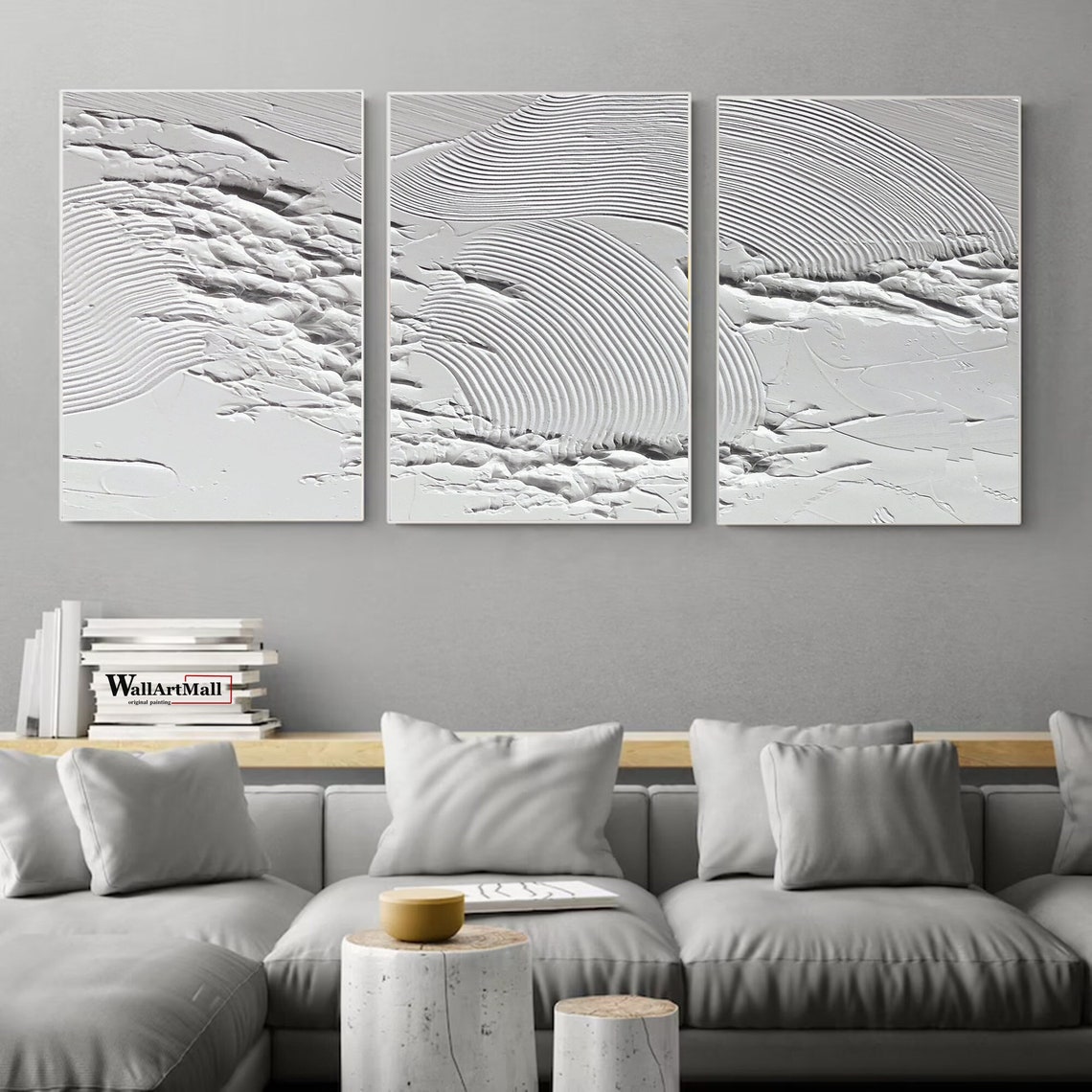 White Abstract Painting Large White Abstract Wall Art White - Etsy