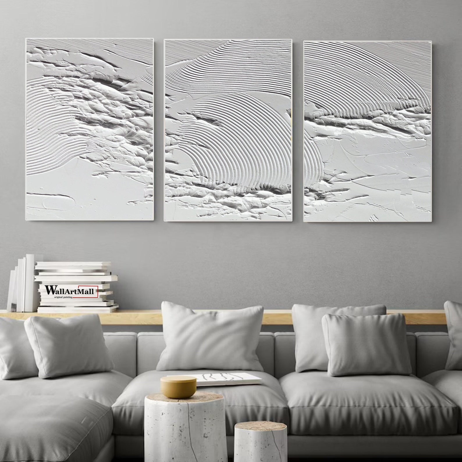 White Abstract Painting Large White Abstract Wall Art White - Etsy