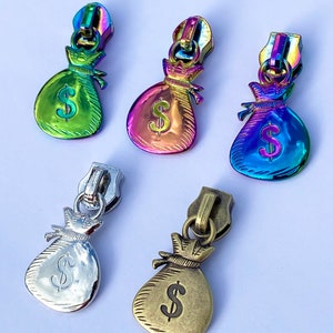 Money Bag Zipper Pull, Cash, 5 Pack, #5 Zipper Pack, Bank Sack, Coin ...