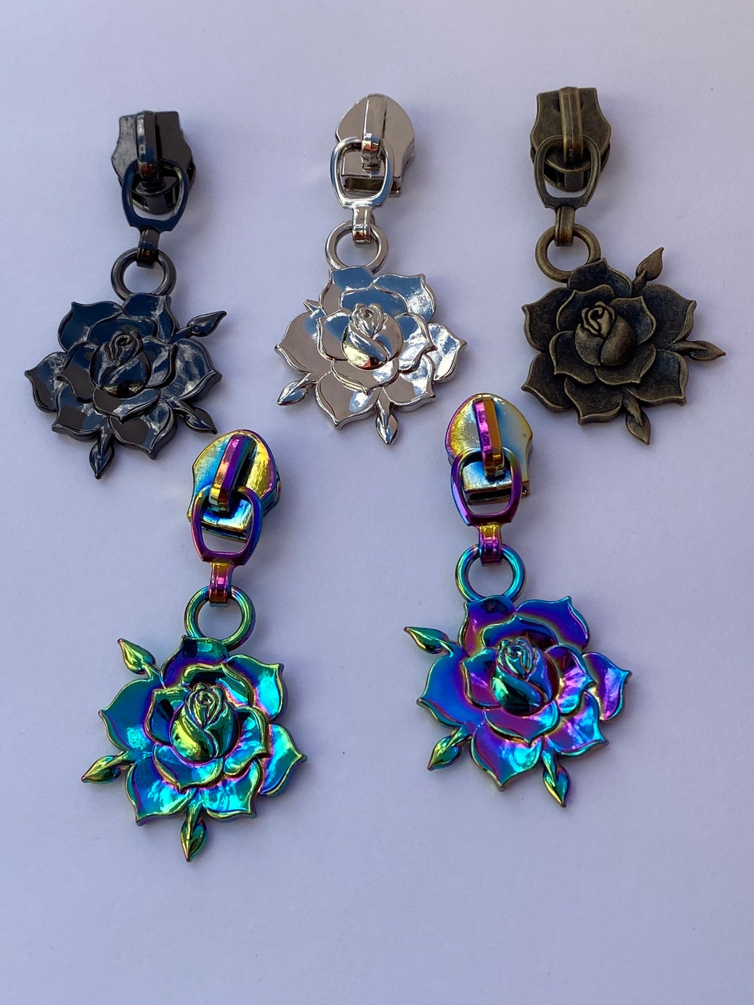 Rose Zipper Pull, Flower, 5 Pack, #5 Zipper Pack, Garden - Etsy
