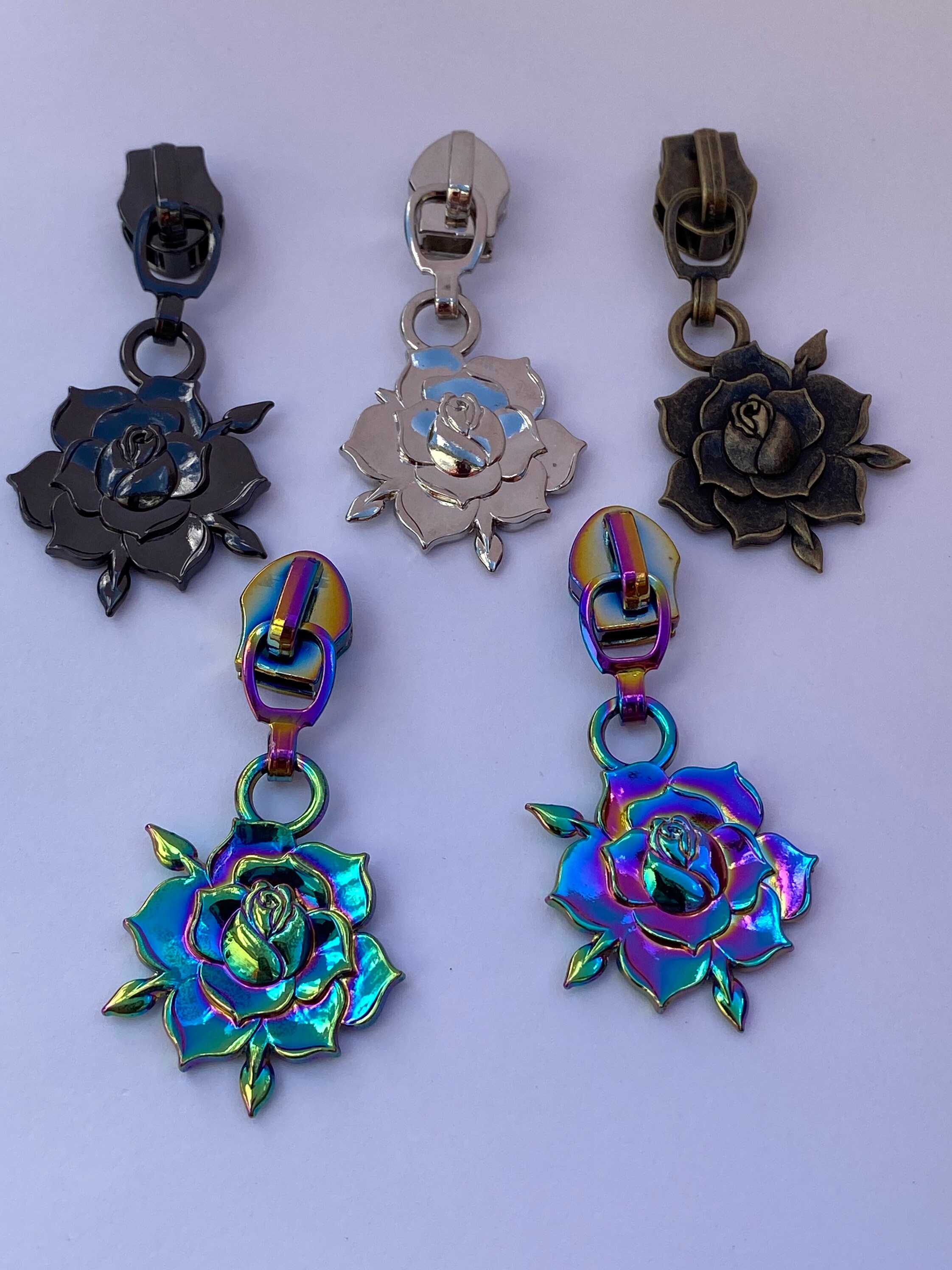 Rose Zipper Pull Flower 5 Pack 5 Zipper Pack Garden - Etsy