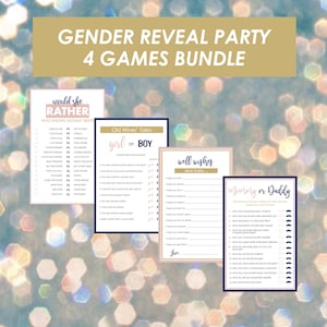 Gender Reveal Party Games, Navy and Rose, Navy Blue and Blush Pink ...