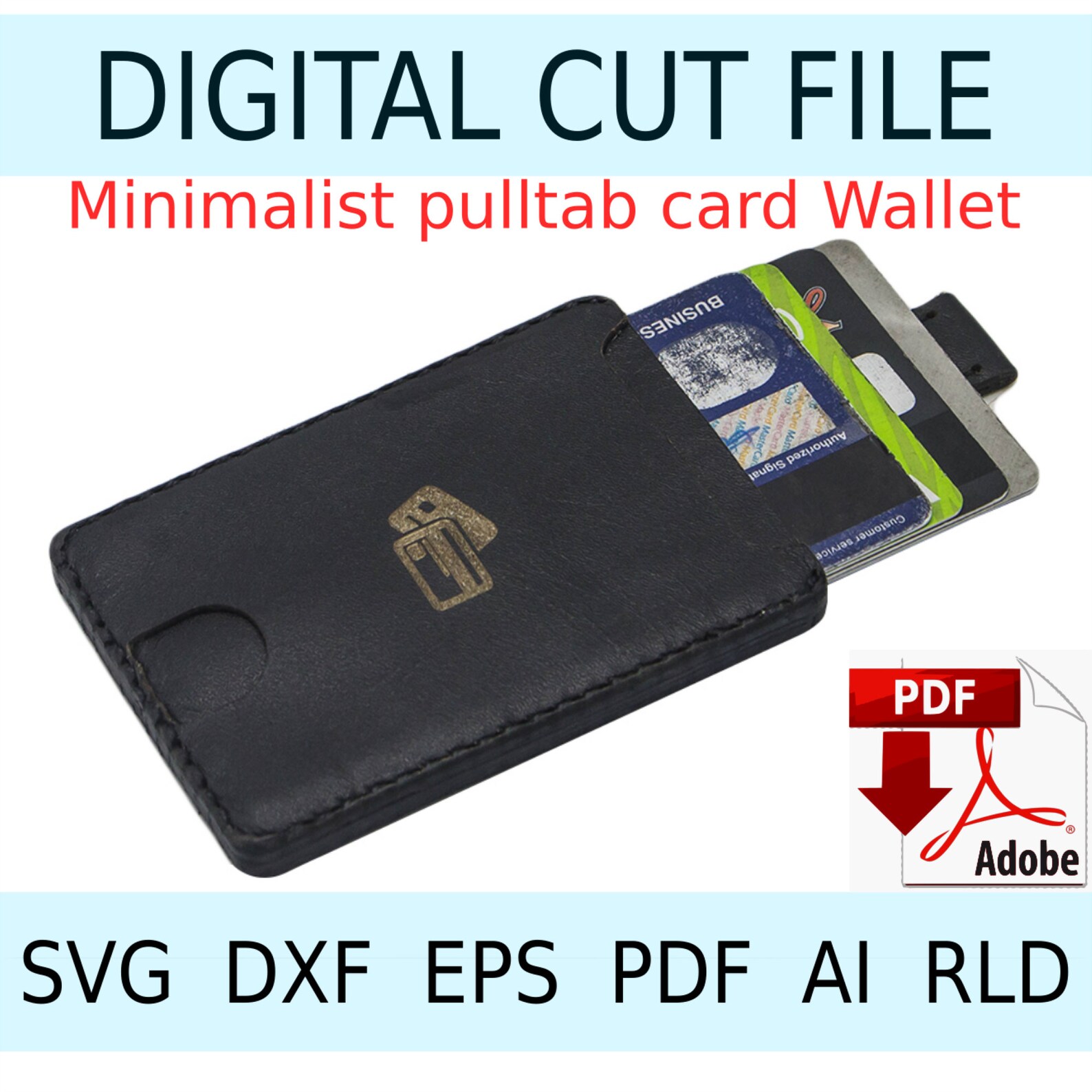 Minimalist Pull Tab Wallet Laser Cut Pattern, Card Holder, Slim Leather ...