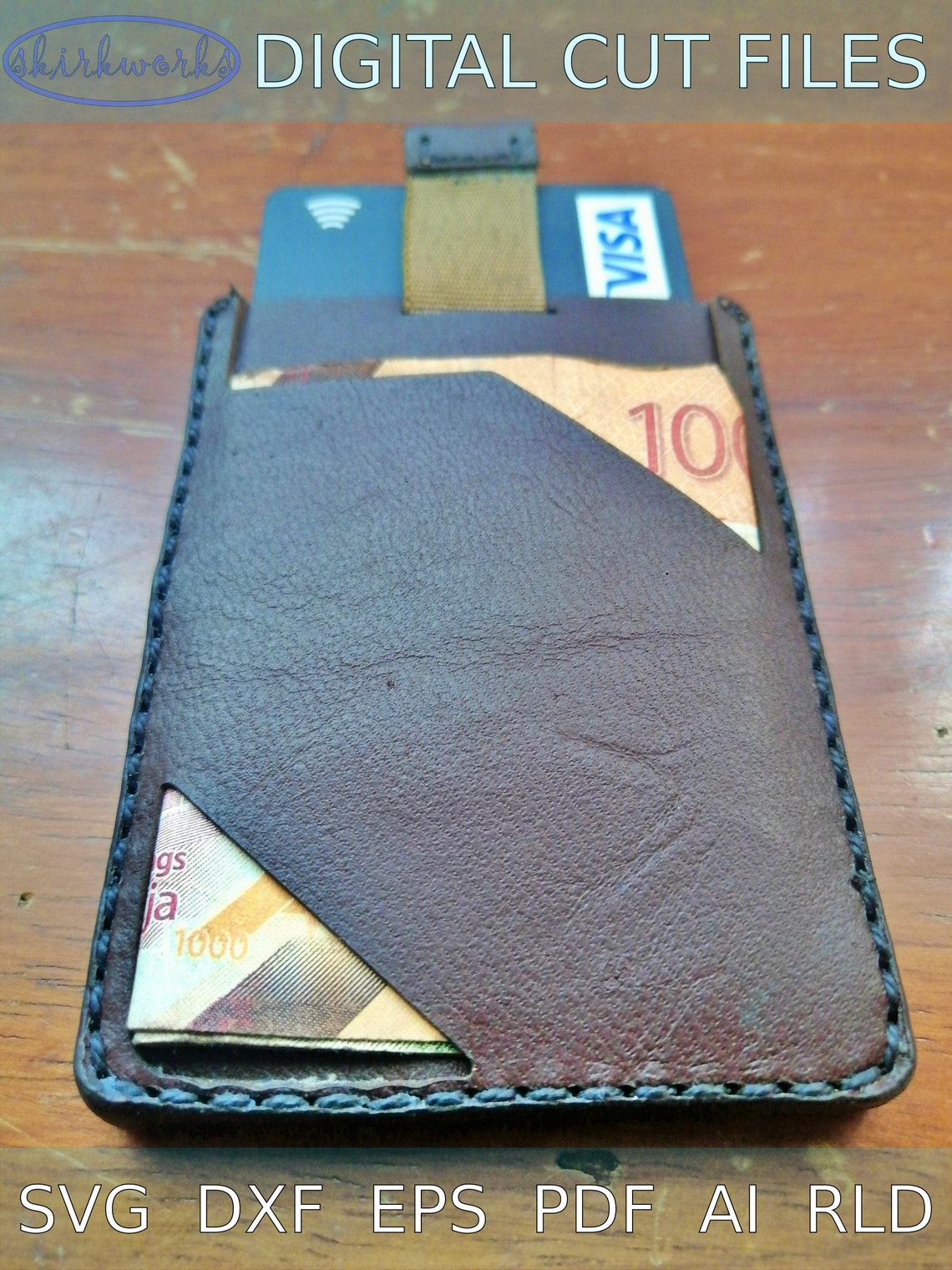 Minimalist Pull Tab Wallet Laser Cut Pattern, Card Holder, Slim Leather ...