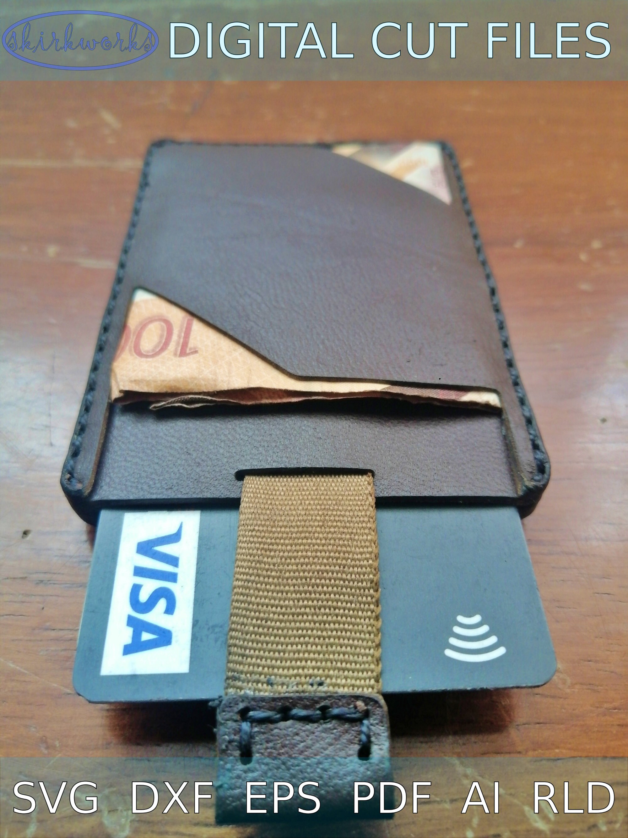 Minimalist Pull Tab Wallet Laser Cut Pattern, Card Holder, Slim Leather ...