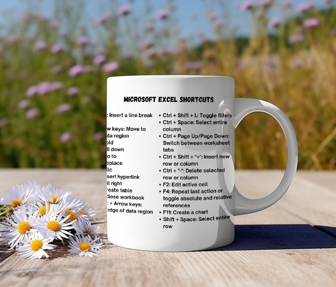 Excel Mug, Smartsheet Mug,excel Shortcut Key, Office Shortcut ...