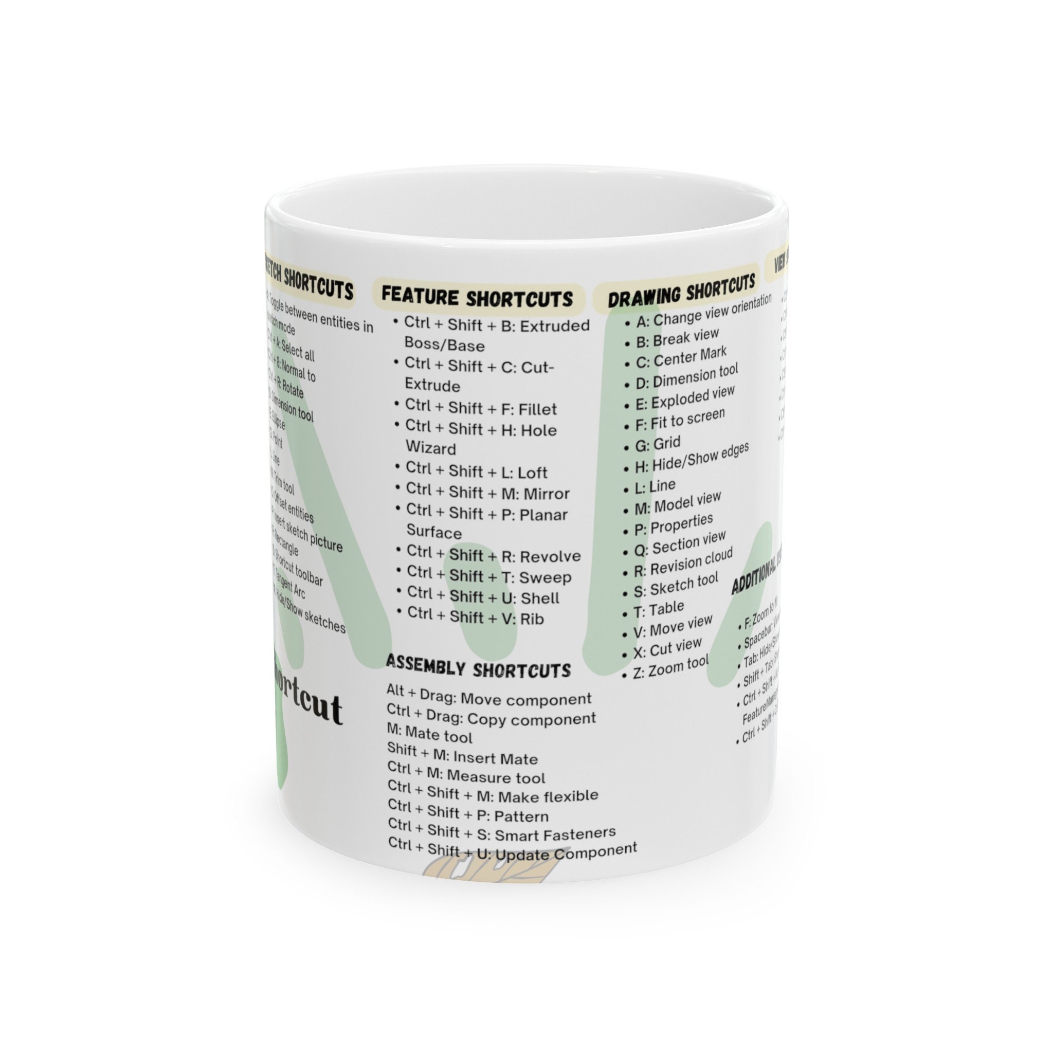 Solidworks Shortcut Keys, Solidworks Mug, Solidworks Shortcut Key Mug ...