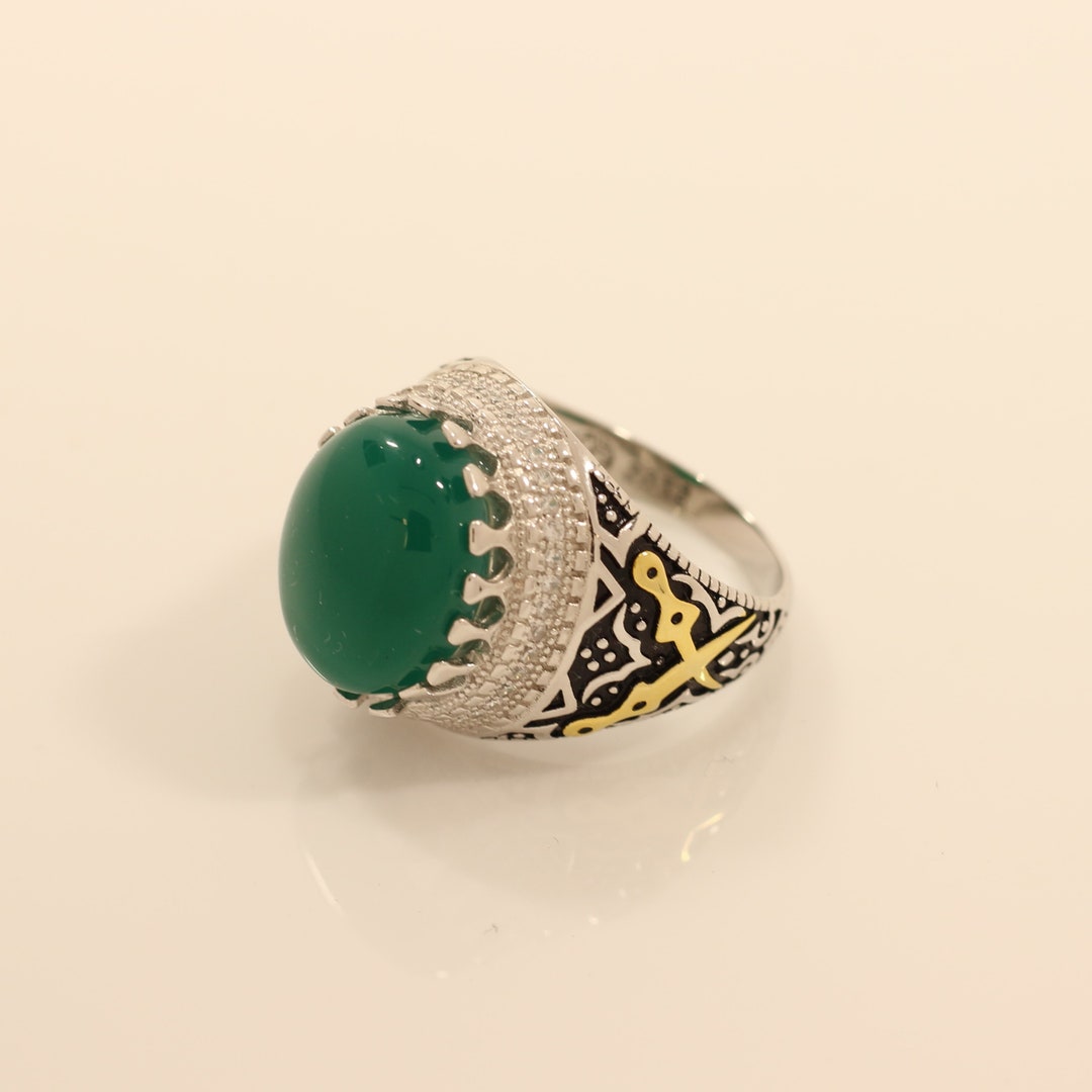 925 Sterling Silver Agate Stone Ring aqeek - Etsy