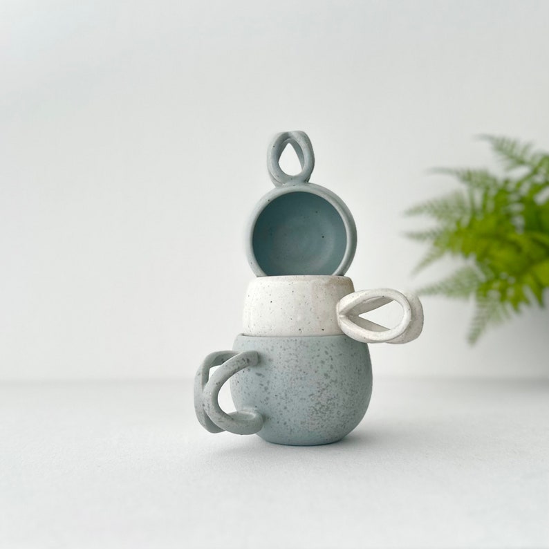 Handmade Rope Handle Espresso Cup: Glazed Stoneware Coffee Mug (2oz ...