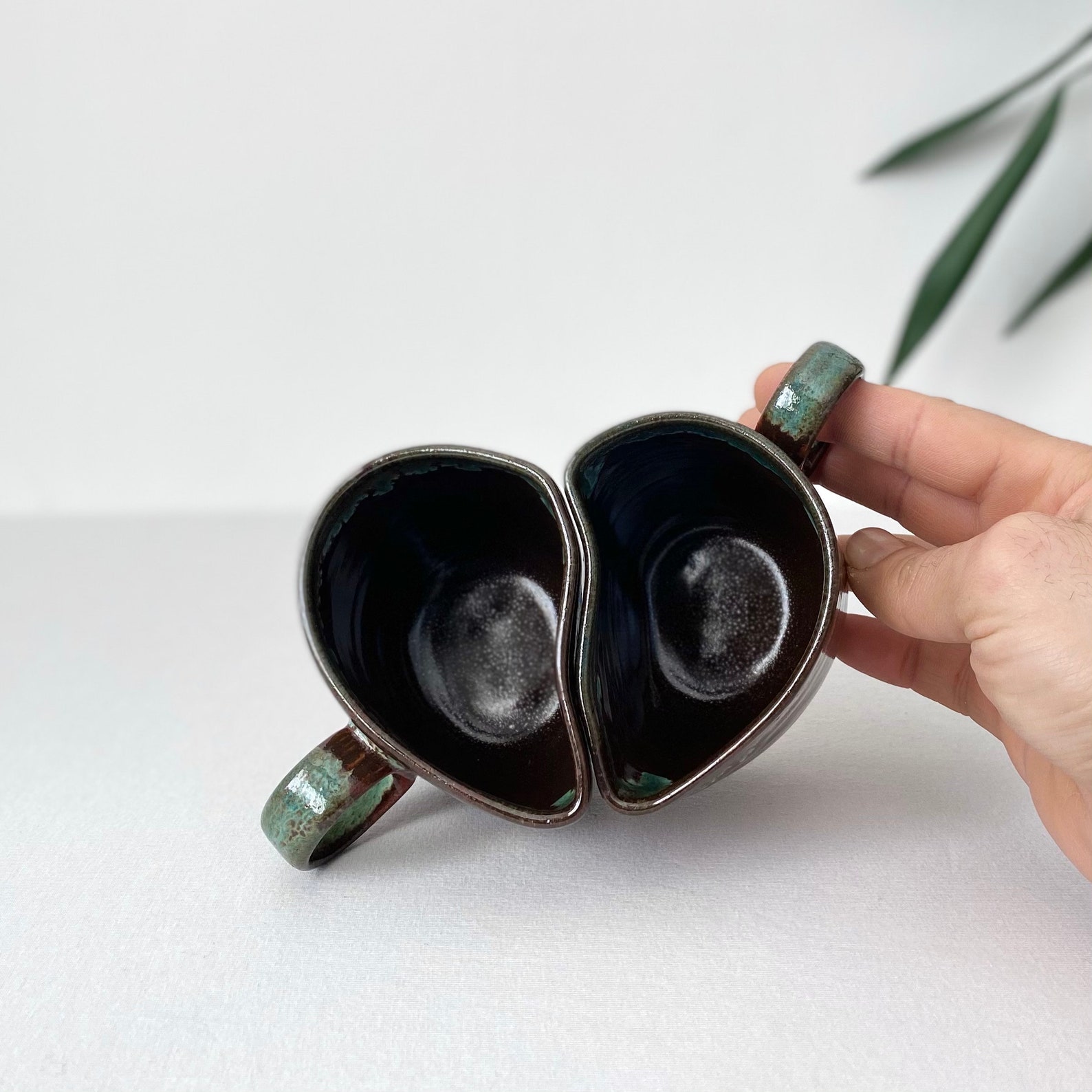 Heart Shapes Valentine's Day Couples Cups, Unique Red Dual Mugs ...