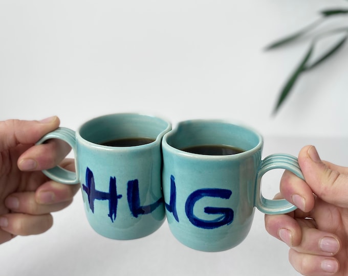 Heart Shapes Valentine's Day Couples Cups, Unique Red Dual Mugs ...