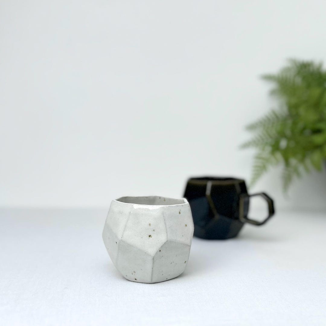 Handmade Cubic Ceramic Cup, Stylish Cubic Ceramic Mug, Double Espresso ...