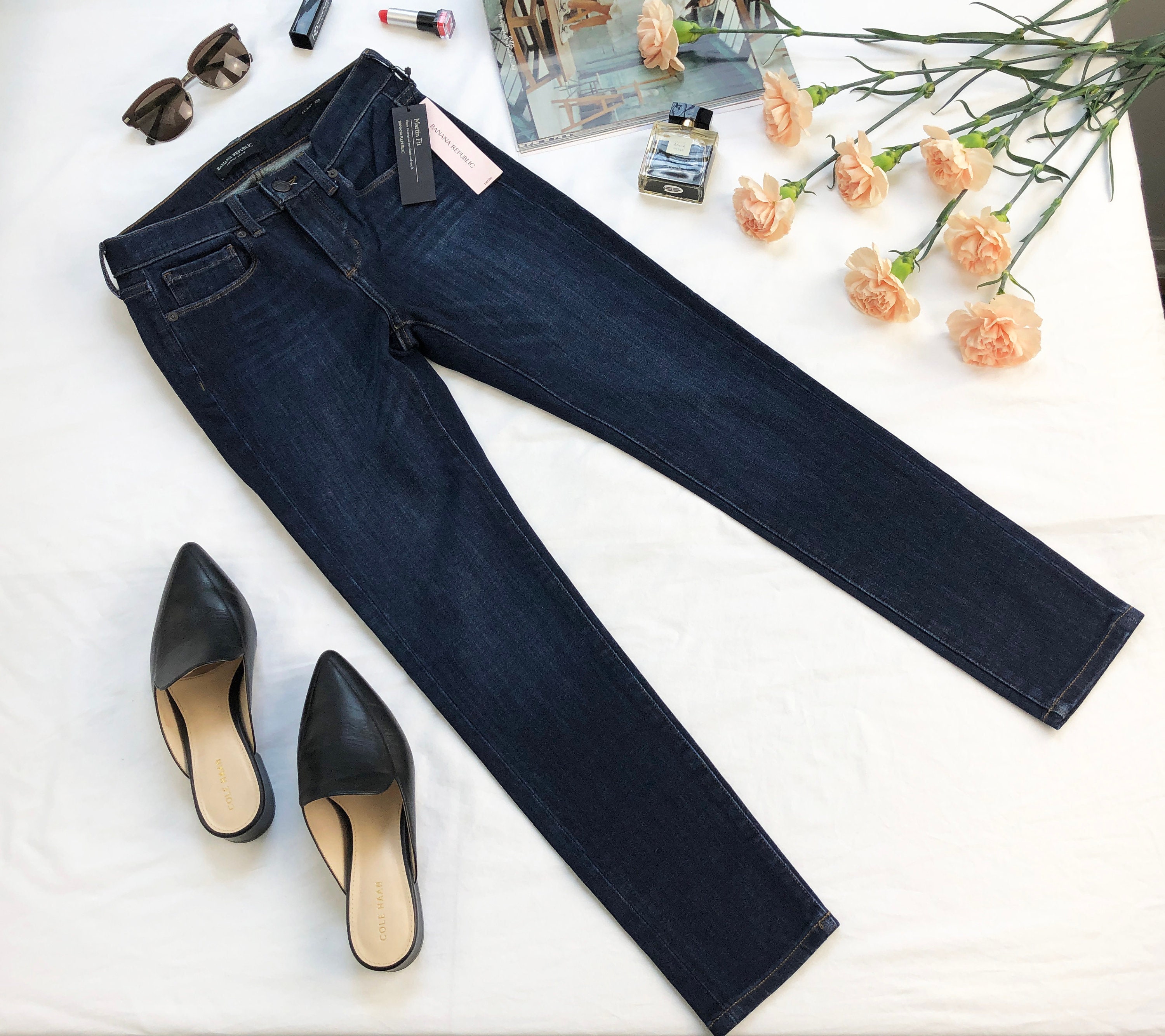 Jeans skinny azul profundo para mujer pantalones de mezclilla | Etsy