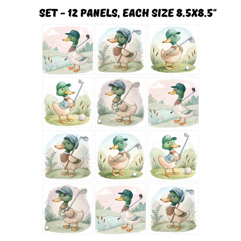 Juvenile Mallard Duck Fabric Panels for Quilting, Duck Lover Gift ...