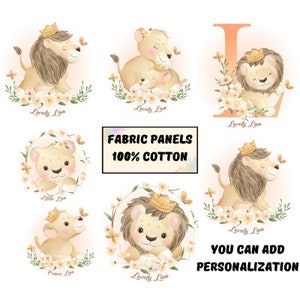 Cute Lion Fabric Panel for Quilting, Cotton Baby Fabric Panel for ...