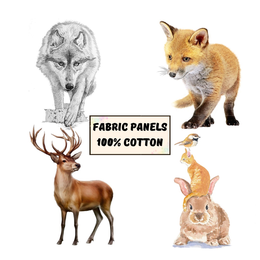 Aquarell Wald Stoff Panels, Hirsch Stoff, Fuchs Stoff, Wolf Stoff - Etsy.de