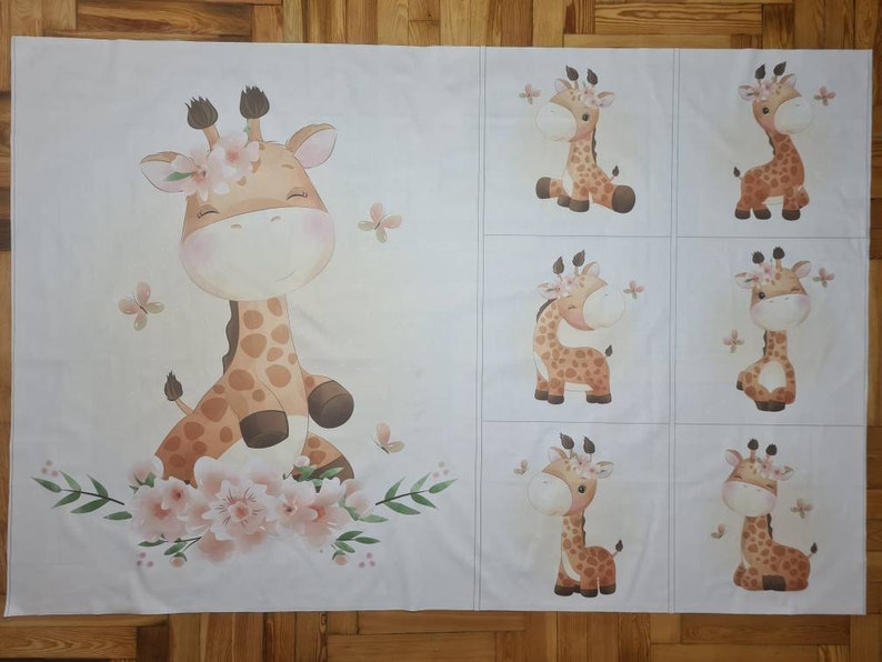 Giraffe Fabric Panels for Quilting Cute Animal Print Baby | Etsy
