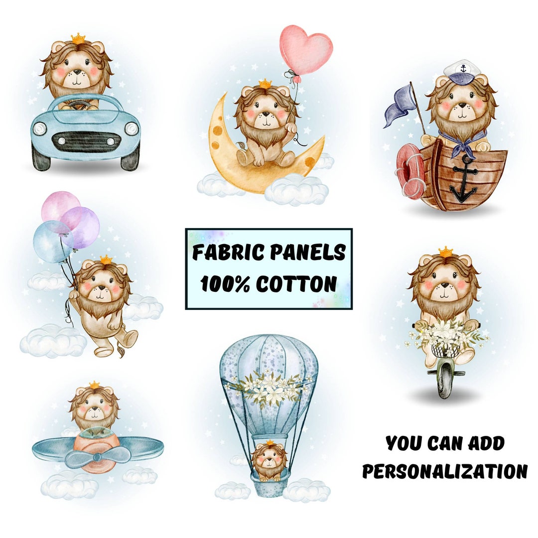 Lion Fabric Panel for Quilting, Lion Baby Quilt Panels Fabric, 100% ...