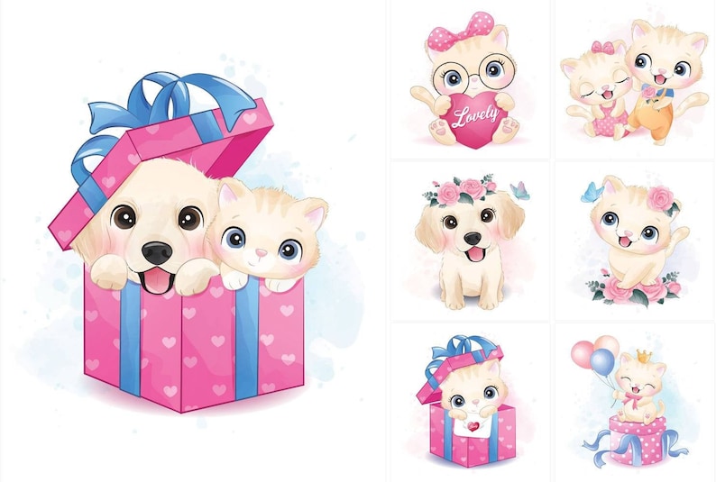 Cat Quilt Panel for Girl, Dog Quilt Panels Fabric, Cute Childrens ...