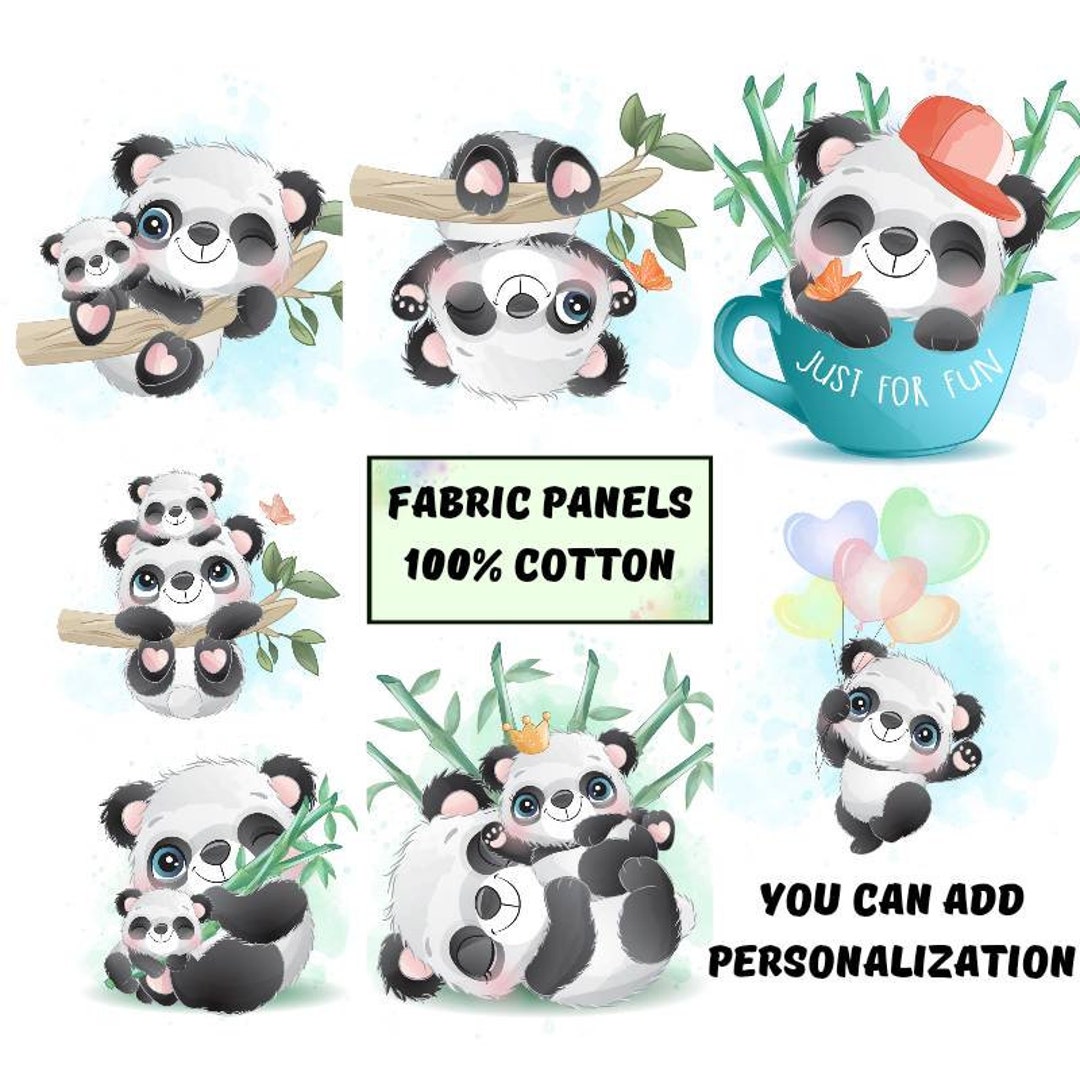 Cute Panda Bear Fabric Panels for Quilting, Baby Quilt Panel Animal ...