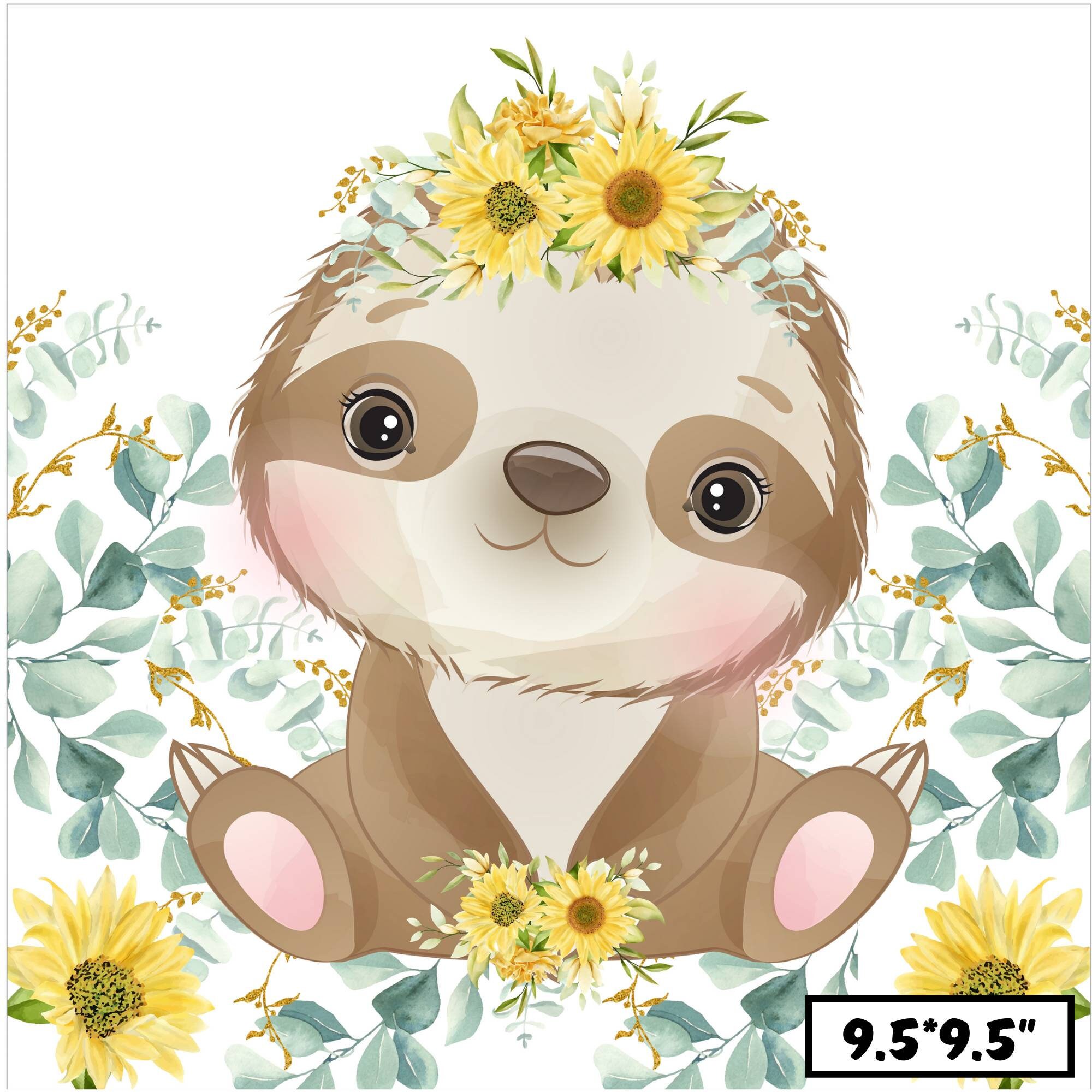 Baby Sloth Fabric Panel for Quilting Sloth With Sunflowers - Etsy