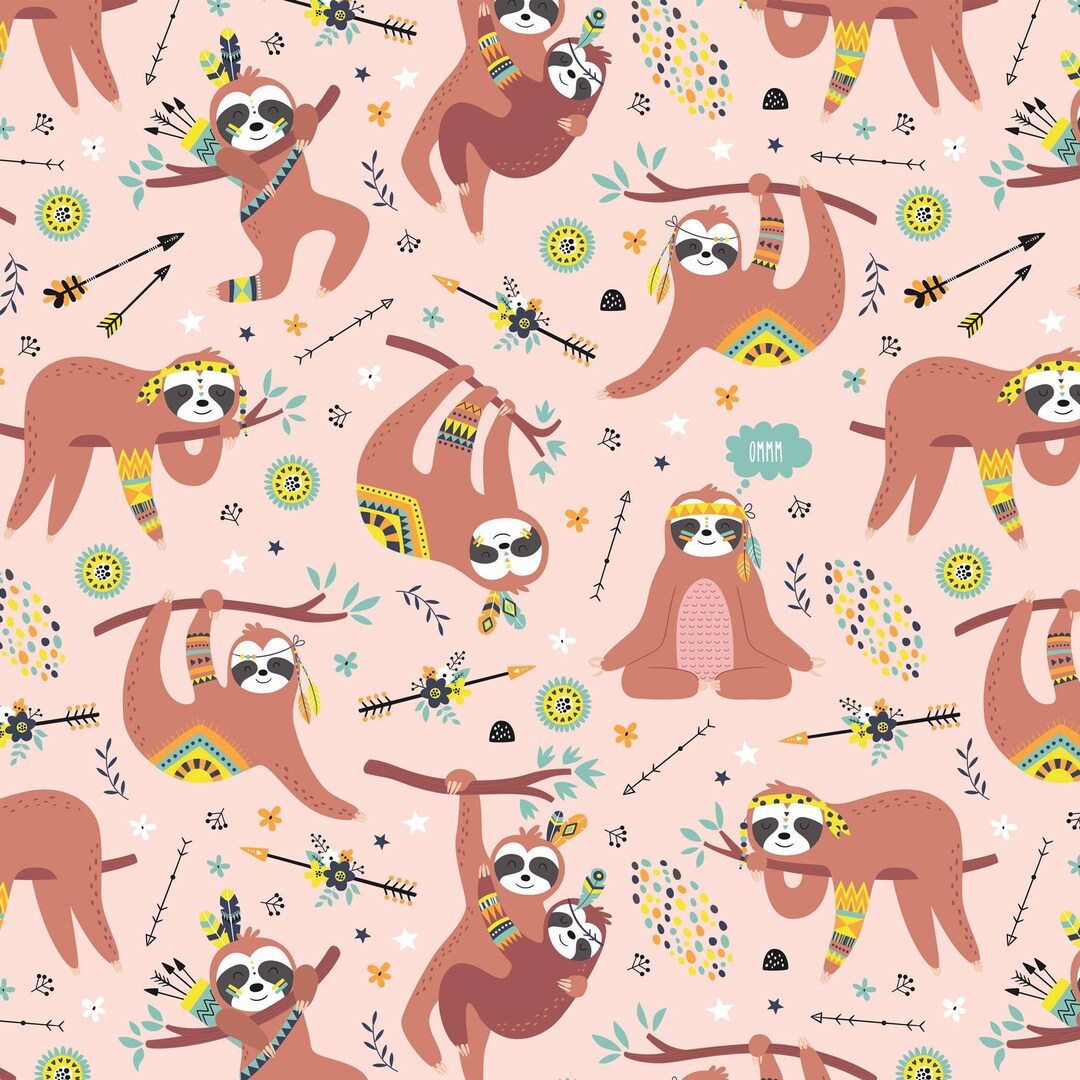 Sloth Fabric by the Yard, Quilt Fabric Panels, Fat Quarter Fabric for ...