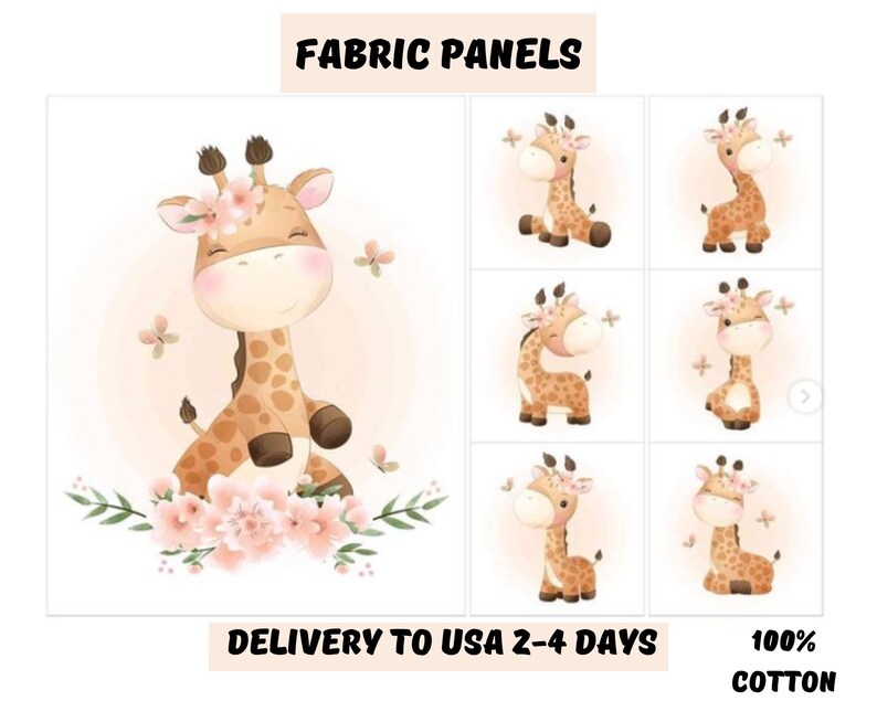 Giraffe Fabric Panels for Quilting Cute Animal Print Baby - Etsy