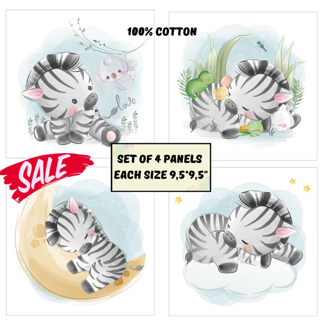 Zebra Print Fabric Panels for Quilting, Cute Animal Quilt Panels Fabric ...