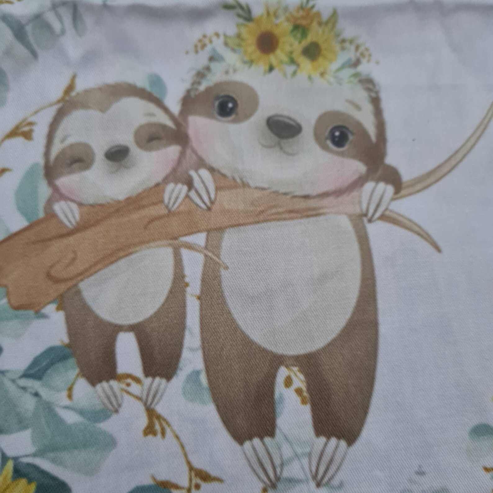 Baby Sloth Fabric Panel for Quilting Sloth With Sunflowers | Etsy