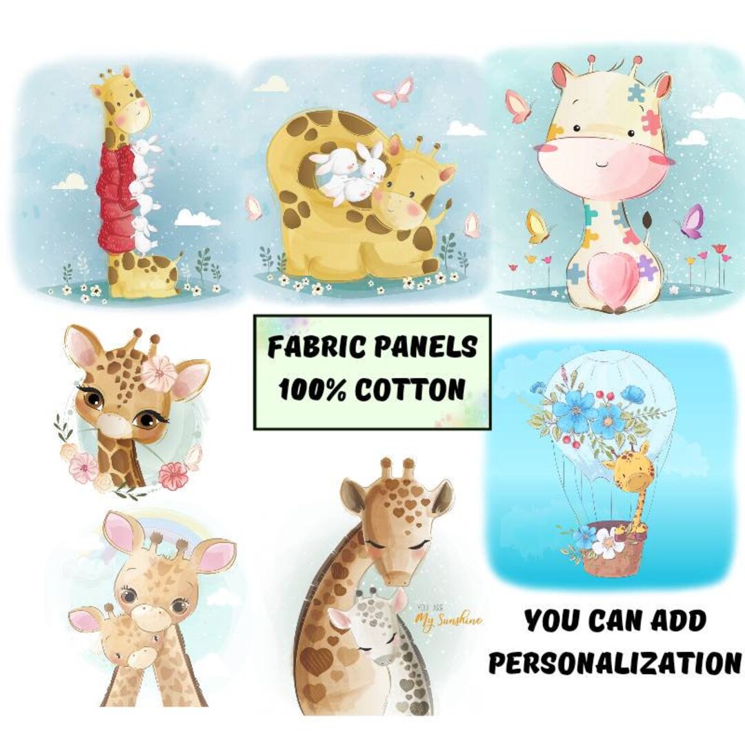 Giraffe Fabric Panel for Baby Quils, Cute Cotton Fabric Panel for ...