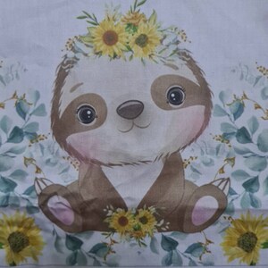 Baby Sloth Fabric Panel for Quilting, Sloth With Sunflowers Precut ...