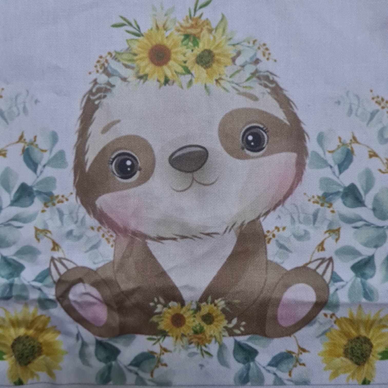 Baby Sloth Fabric Panel for Quilting Sloth With Sunflowers | Etsy