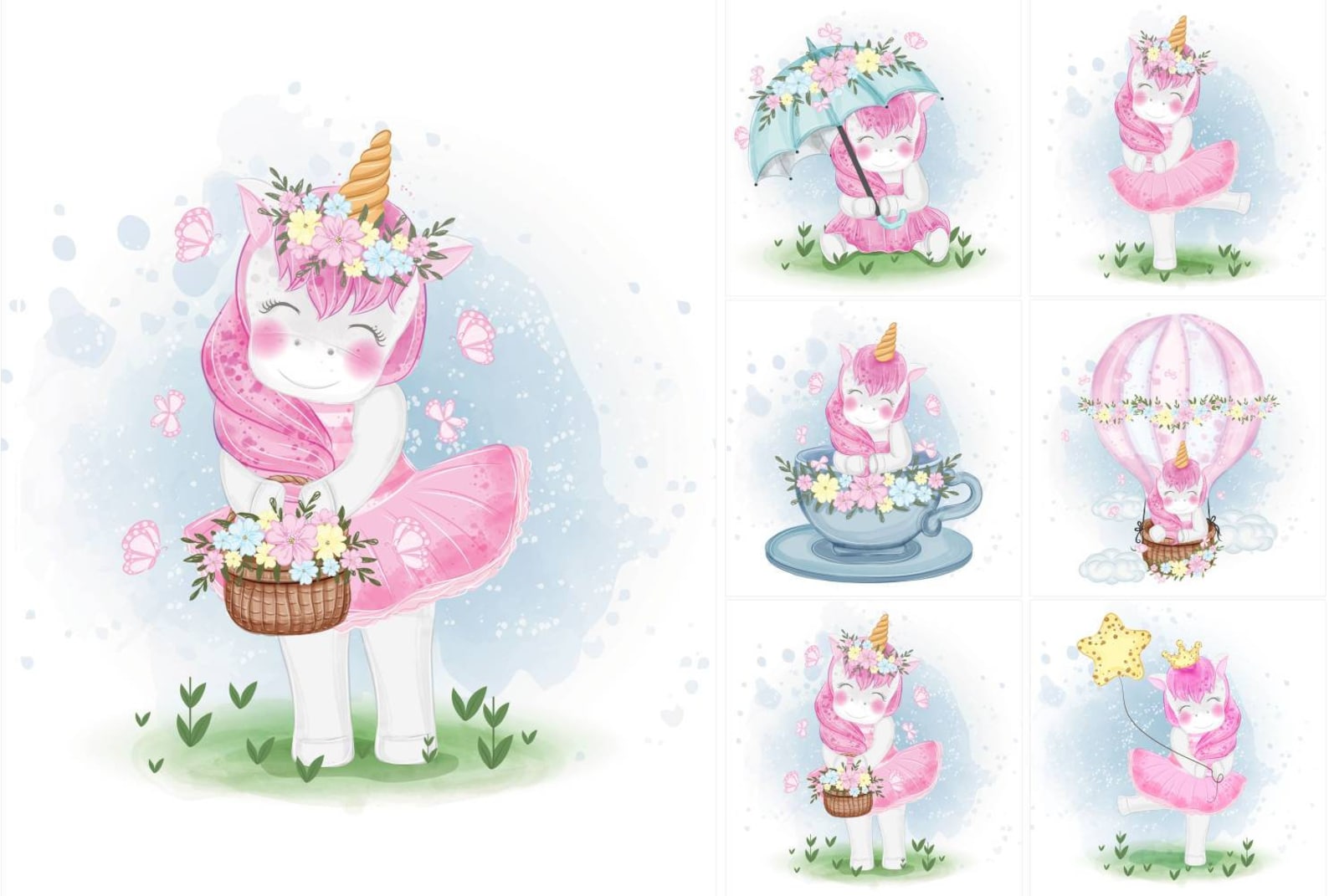 Unicorn Fabric Panels, Baby Girl Quilt Panel Fabric Bundle, Rainbow ...
