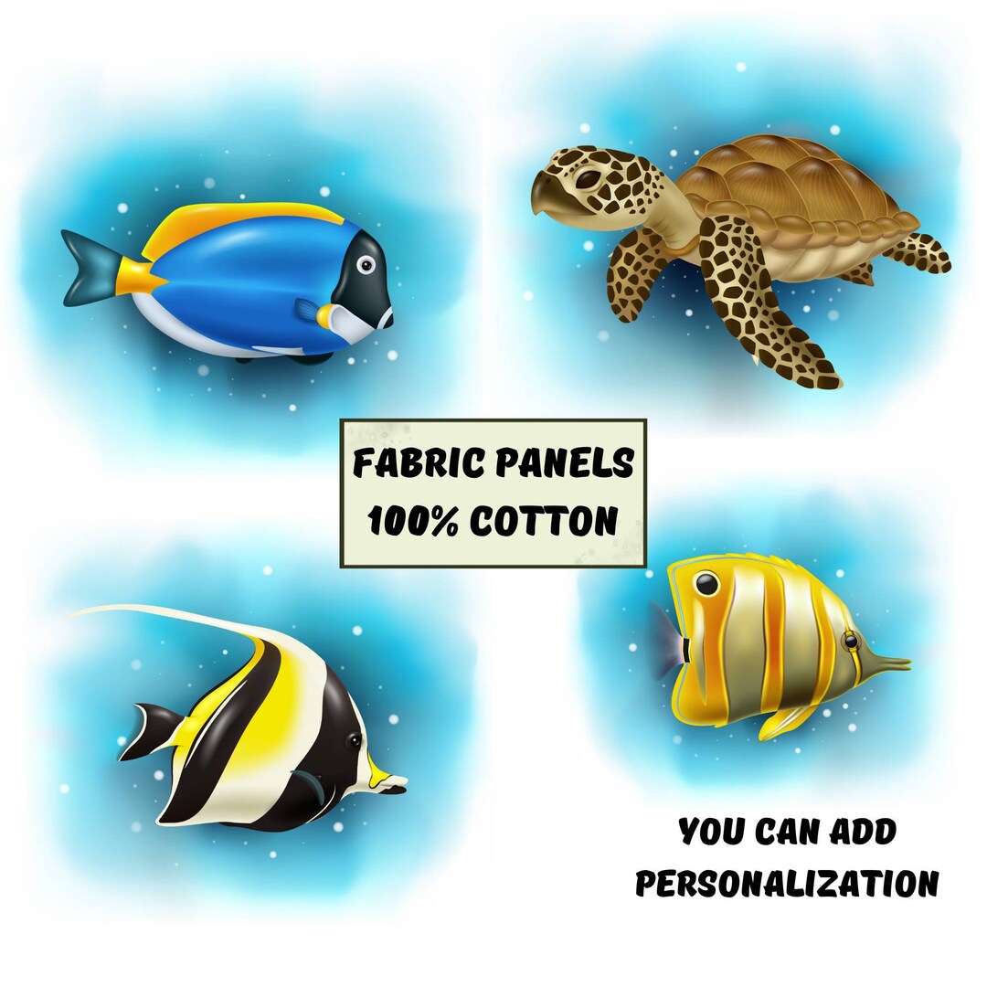 Fish Fabric Panel, Ocean Quilt Fabric Panels, Turtle Fabric for ...