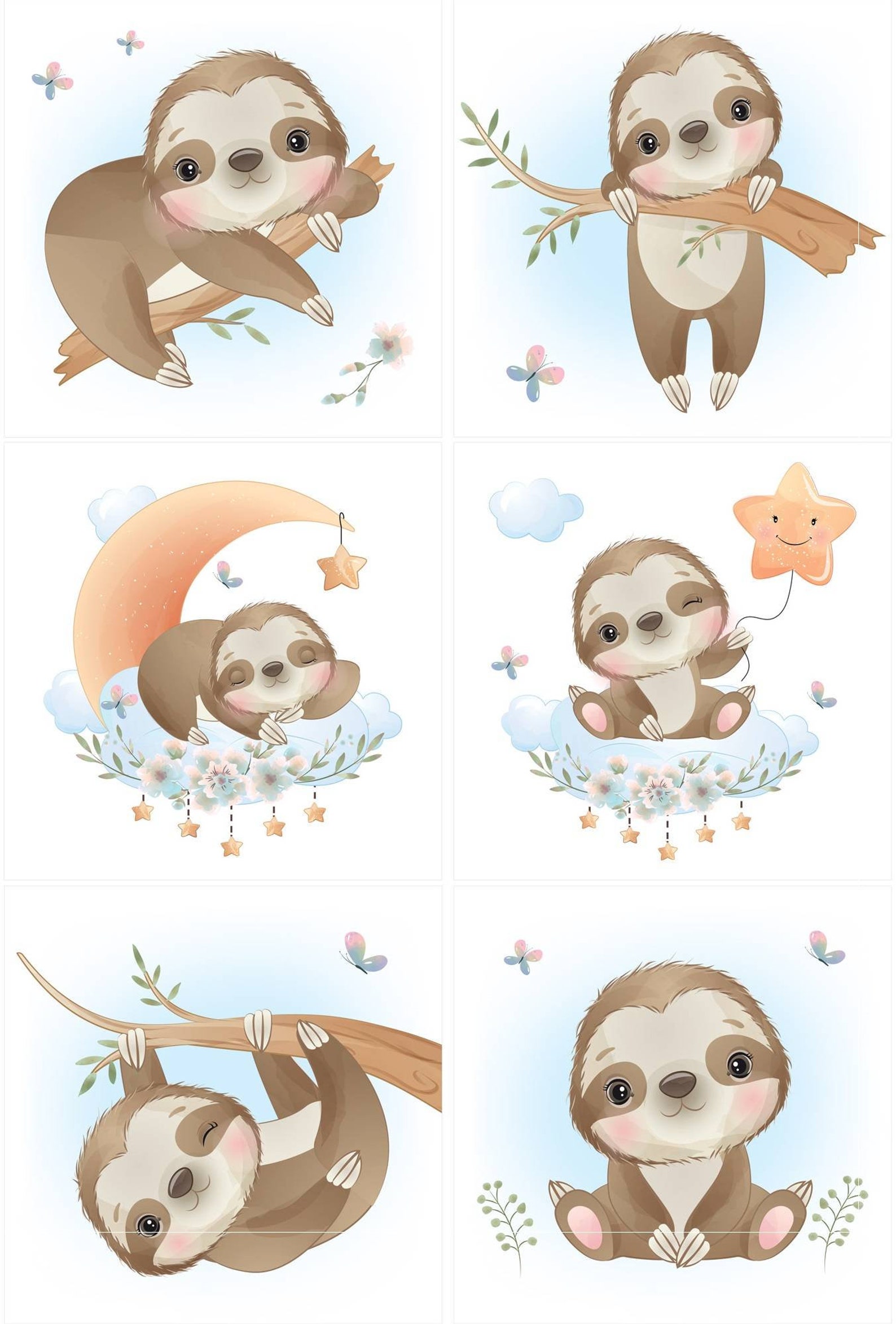 Sloth Baby Quilt Fabric Panels Sloth Fabric Bundle Sloth - Etsy