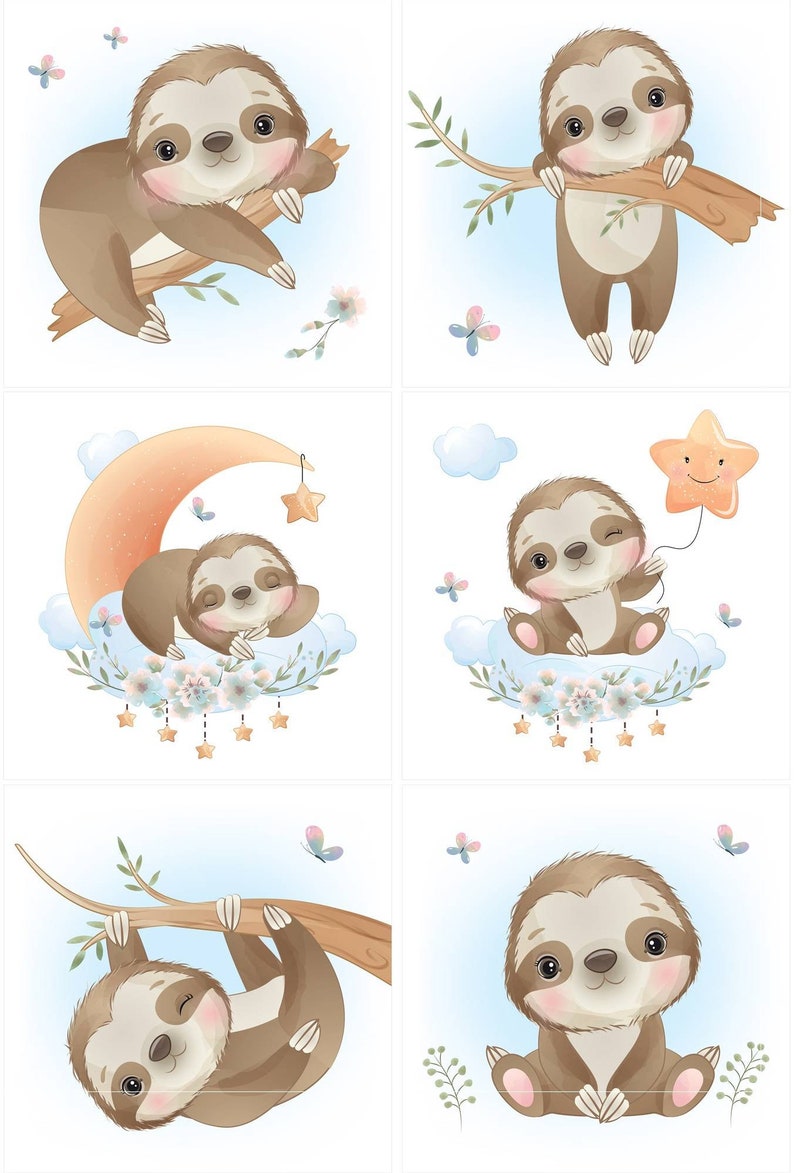 Sloth Baby Quilt Fabric Panels Sloth Fabric Bundle Sloth - Etsy