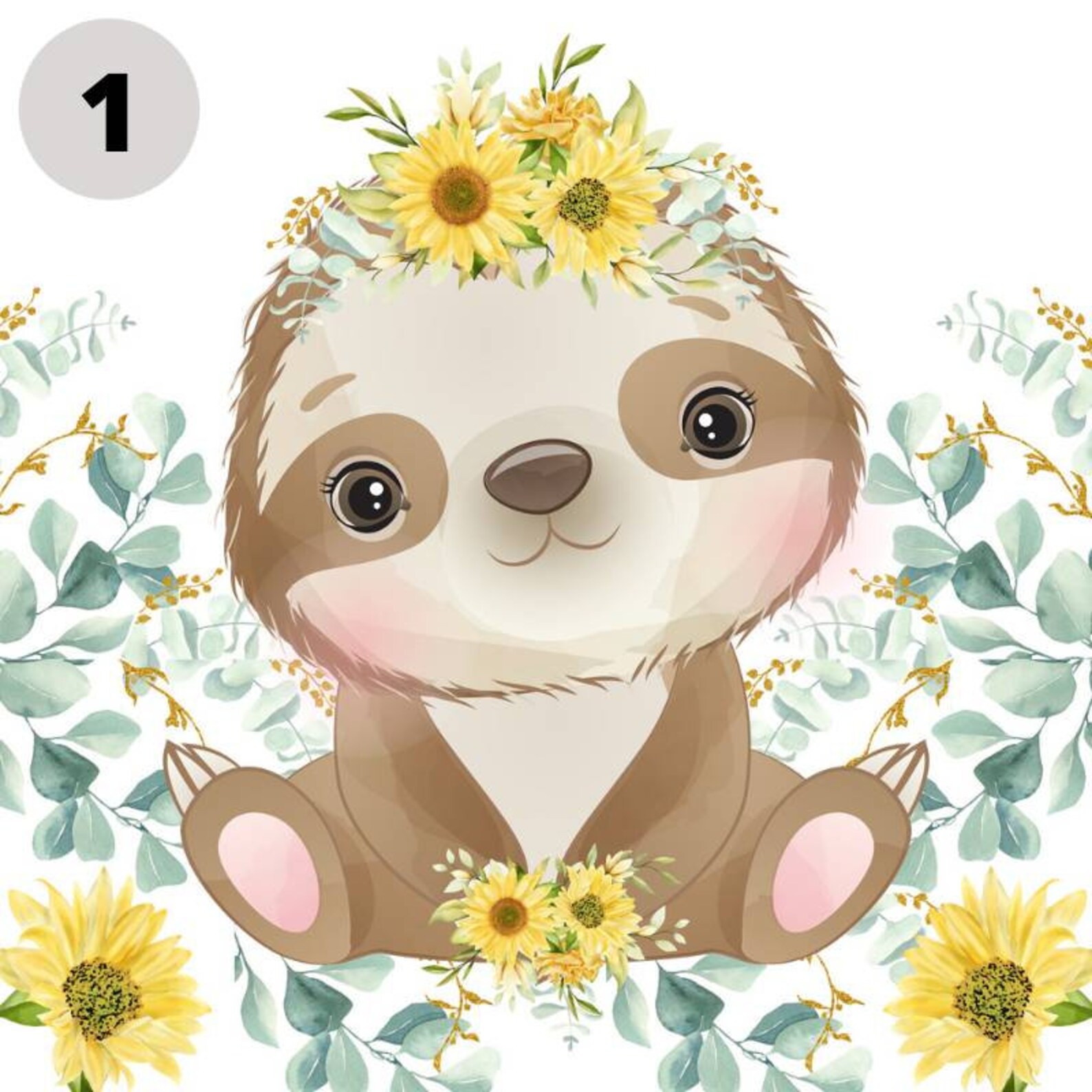 Baby Sloth Fabric Panel for Quilt Sloth With Sunflower Pillow - Etsy