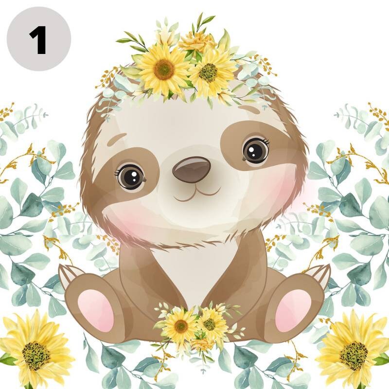 Baby Sloth Fabric Panel for Quilt Sloth With Sunflower Pillow - Etsy