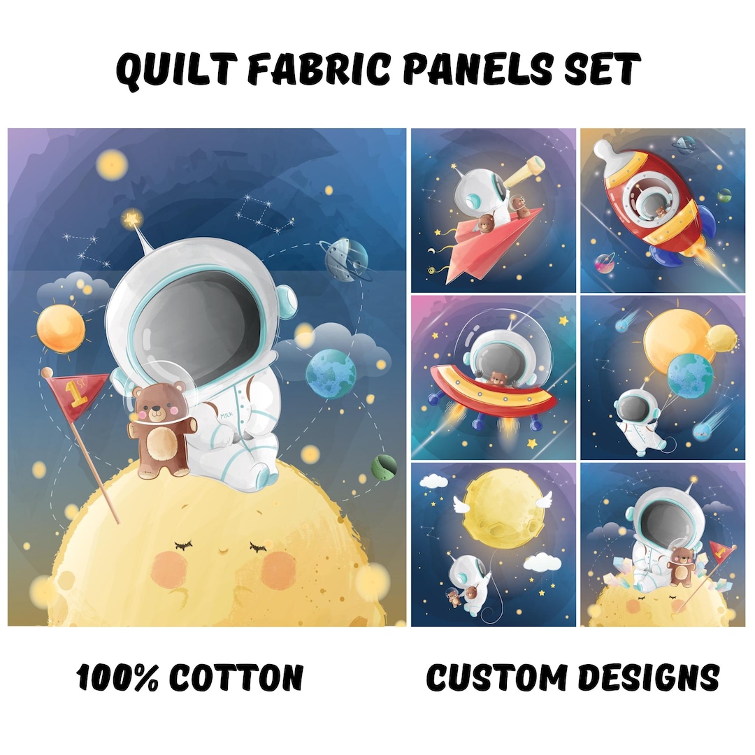 Space Fabric Panel for Quilting, Baby Quilt Panels Fabric, Baby Blanket ...
