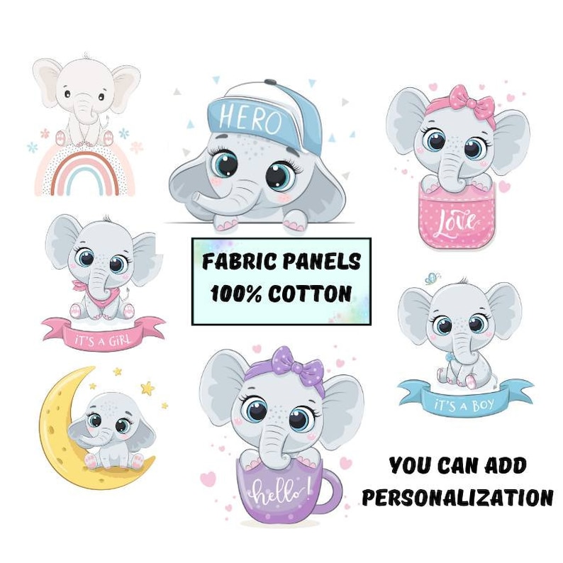 Baby Elephant Fabric Panel for Quilts Cute Animal Fabric - Etsy