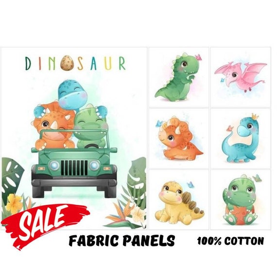Dinosaur Fabric Panel for Baby Quilt Dinosaur Baby Quilting | Etsy