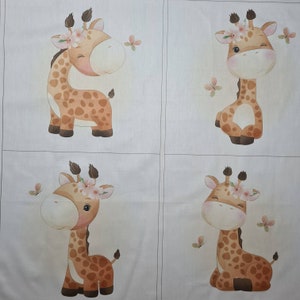 Giraffe Fabric Panels for Quilting, Cute Animal Print Baby Quilt Panels ...