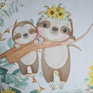 Sloth Baby Quilt Quilt Panel, Sloth Panel Fabric With Sunflowers, Sloth ...